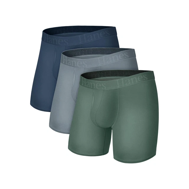 HANES MENS ORIGINALS Supersoft Boxer Briefs Viscose From Bamboo ...