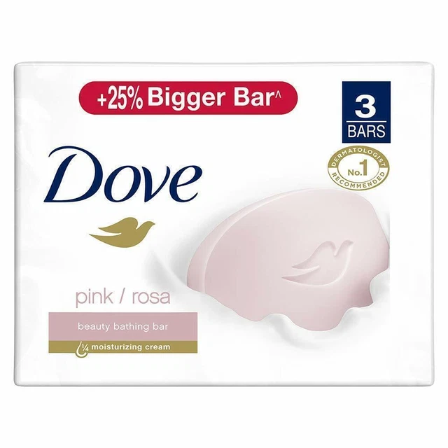 Dove Pink Rosa Beauty Bar Soft Smooth Moisturised Skin 125g X 3