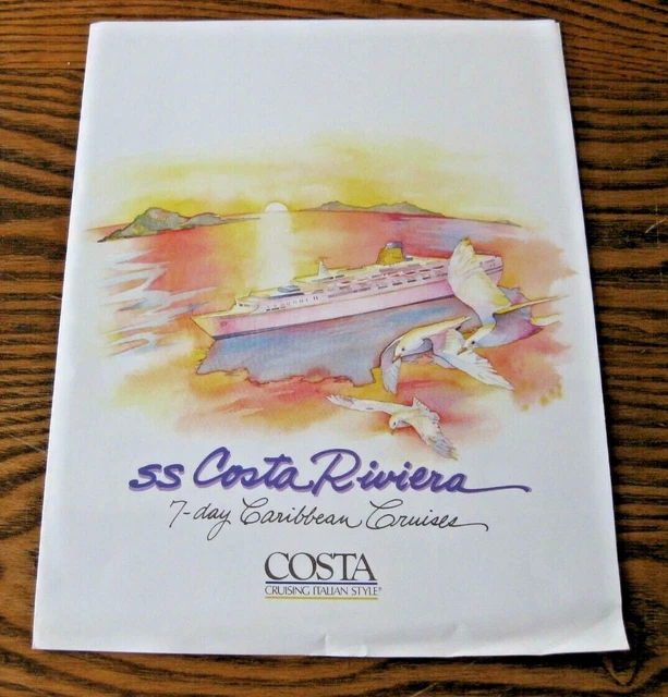 COSTA CRUISE LINE 1990 Cruise Brochure Pamphlet Caribbean COSTA RIVIERA ...