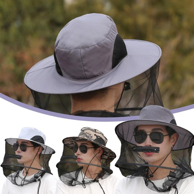 OUTDOOR MOSQUITO HEAD Face Net Hat SunBee Insect Bug Protection Hidden ...