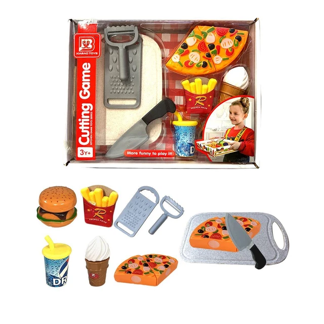 FAST FOOD & Cutting Pretend Play Set Kids Playing Kitchen Toy Pizza ...