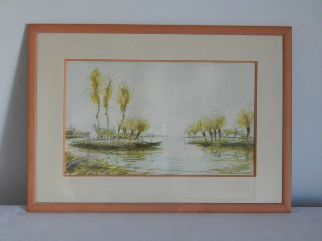 ANCIENNE AQUARELLE ORIGINALE " PAYSAGE , Bord de Lac " Signée STEINLEN EUR 100,00 - PicClick FR