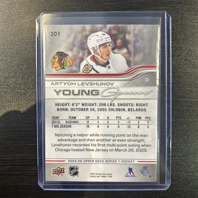 ARTYOM LEVSHUNOV YOUNG Guns Holiday 2025-26 Upper Deck Series 1 Hockey ...