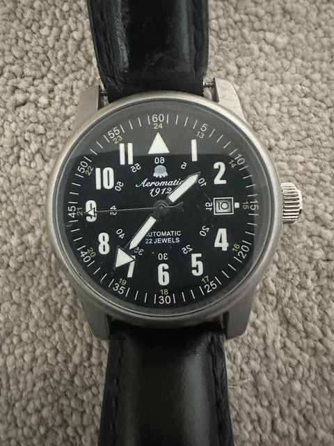AEROMATIC 1912 MENS 22 Jewels Automatic Pilot Watch £99.52 - PicClick UK