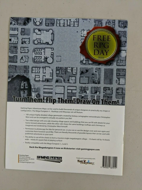 GAMING PAPER ADVENTURE Maps MegaDungeon 4 Free RPG Day 2016 6 Double ...