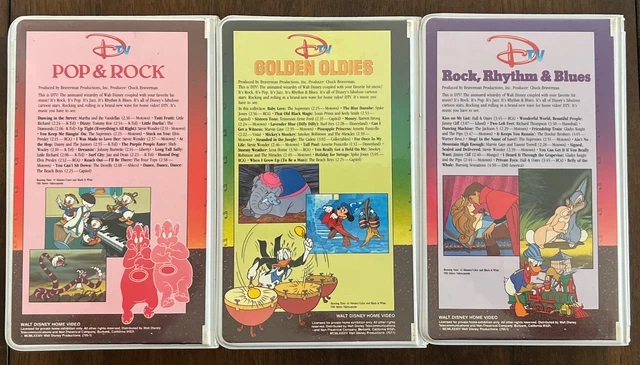 WALT DISNEY HOME Video DTV (VHS,1984) Lot Of 3 Pop , Rock , Oldies ...