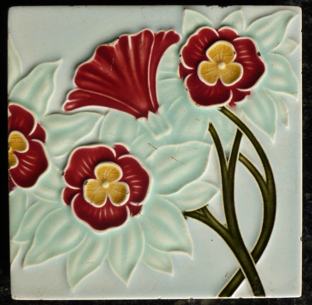 JUGENDSTIL FLIESE ART nouveau tile Tegel NSTG Rote Blüten top schön chic EUR 79,99 - PicClick DE