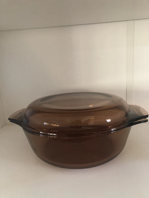 AMBER GLASS PYREX Vintage Casserole Dish With Lid Fireside Large Size ...