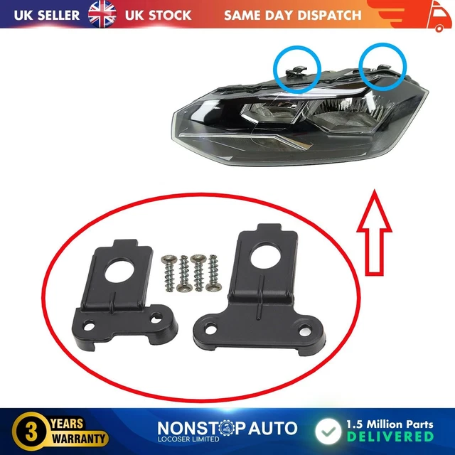 HEADLIGHT REPAIR KIT Bracket Mount Clips Left For VW Polo VI 2G0998225 ...