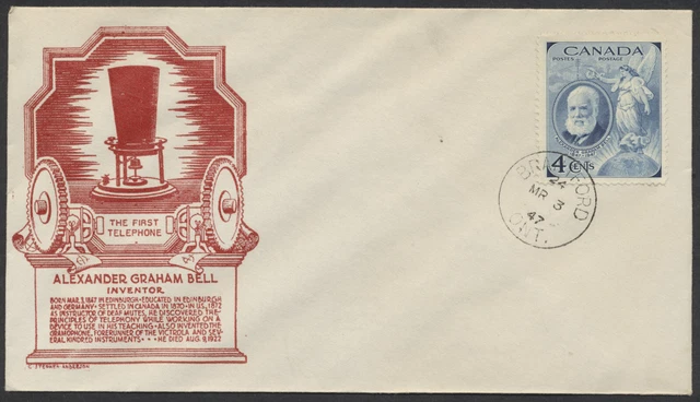 1947 #274 ALEXANDER Graham Bell FDC Red Anderson Cachet Unaddressed $10 ...