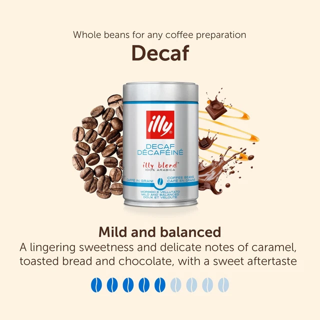 ILLY COFFEE - Decaf Beans - Medium Roast - 100% 250 g (Pack of 1) £10. ...