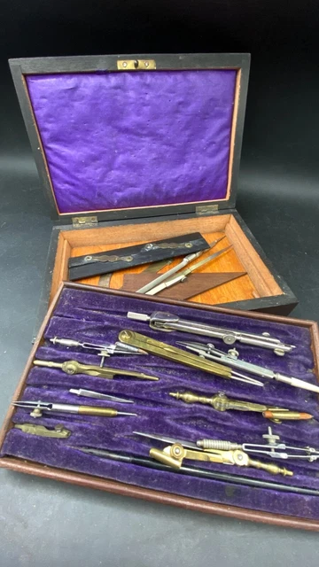 ANTIQUE BRASS PART Set Compass Parallelogram Navigator Map Tools in ...