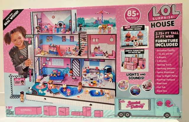 LOL REAL WOODEN Large Dolls House 85 + Surprises 2.75+ Ft Tall x 3+ Ft ...