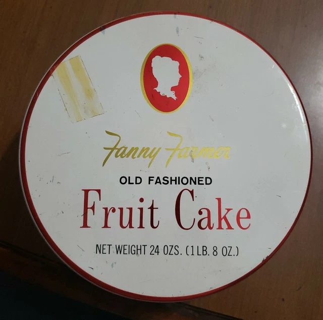 VINTAGE FANNY FARMER FRUIT CAKE TIN 6.5" Old Fashioned Cambridge MA red ...