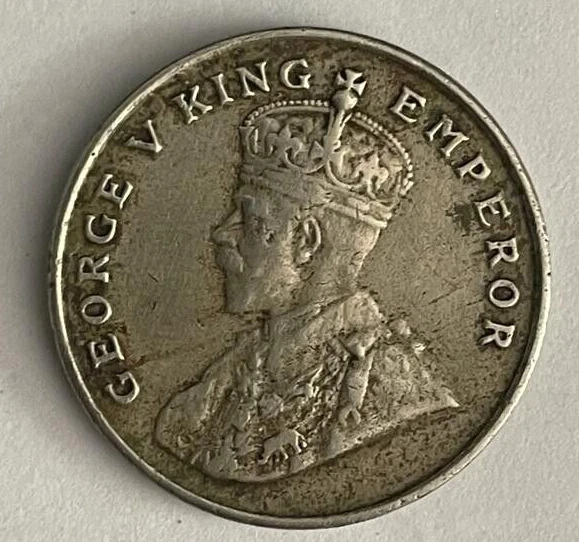 OLD VINTAGE RARE 1919 British India George V King Emperor 8 Annas Coin ...