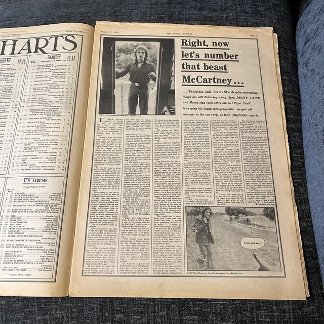 NME MAGAZINE 17 Aug 1974 Rundgren Alex Harvey Denny Laine Elliman See ...