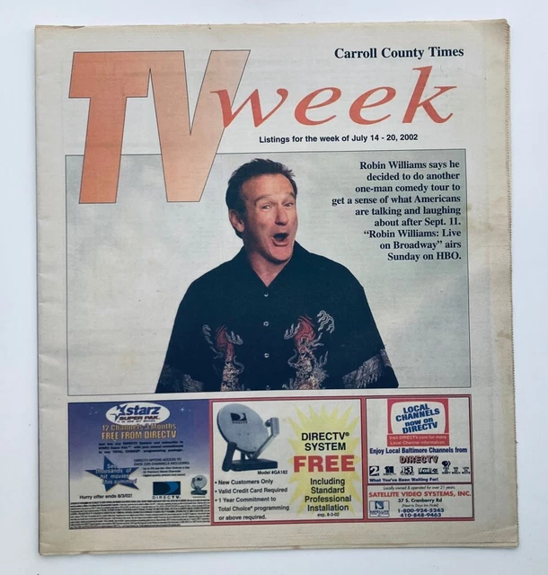 TV WEEK MAGAZINE July 14 2002 Robin Williams Live on Broadway No Label ...
