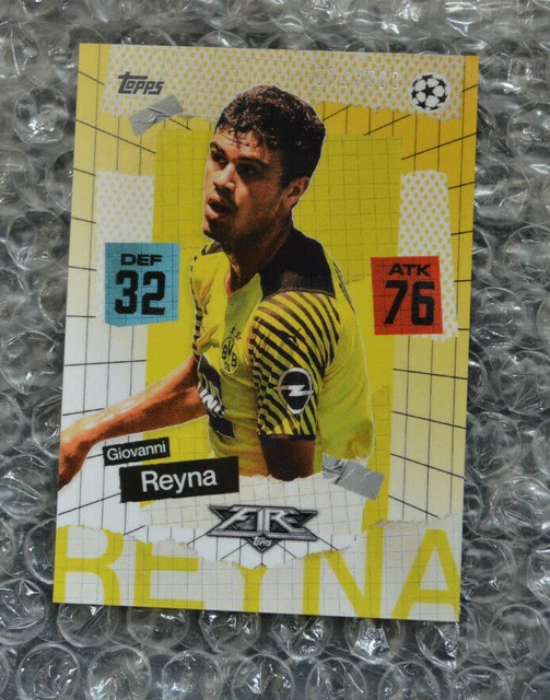 TOPPS MATCH ATTAX Fire card Giovanni Reyna BvB Yellow Parallel 172/500 ...