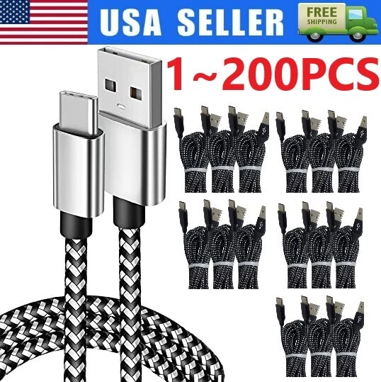 BRAIDED USB C Type-C Fast Charging Data SYNC Charger Cable Cord 3/6 ...
