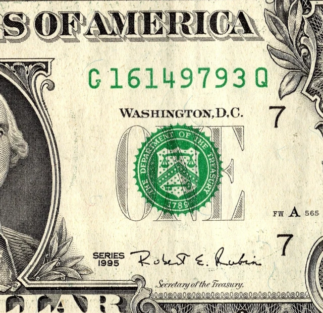 1995 SERIES OLD Note Fancy Serial Number One Dollar Bill $6.00 - PicClick