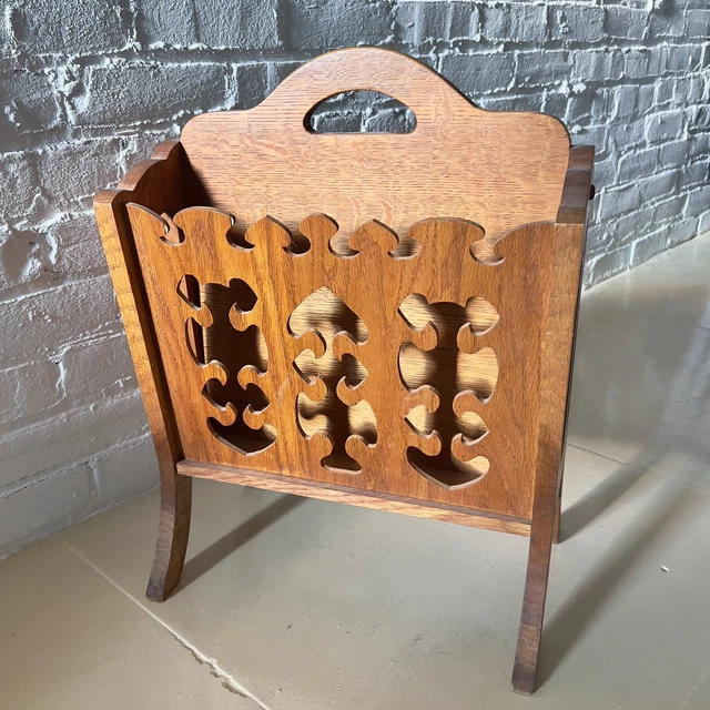 VINTAGE ANTIQUE HANDMADE wooden magazine rack-Newspaper Book rack ...