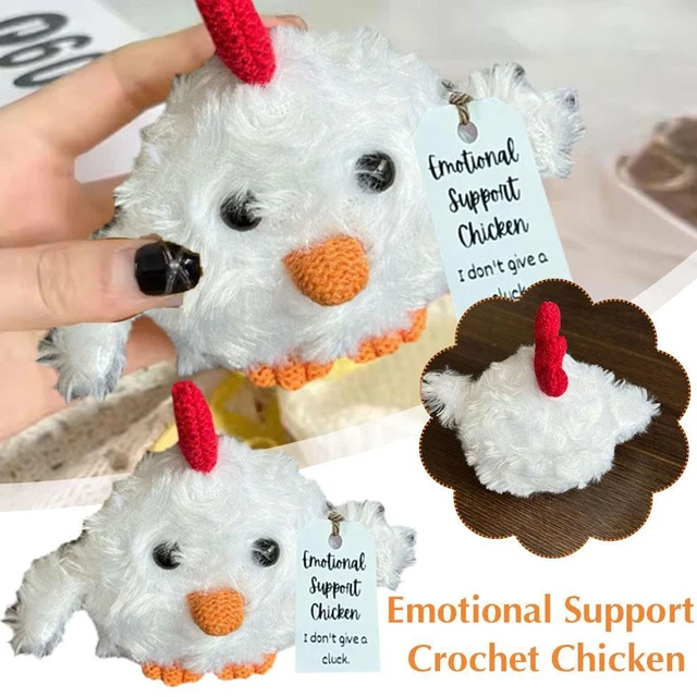 HANDMADE CROCHETED EMOTIONAL Support Plush Chicken with Positive Card ...