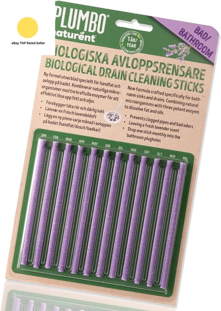 BATHROOM BIOLOGICAL DRAIN Cleaning Lavender Scent Sticks Pack of 12 – 1 ...