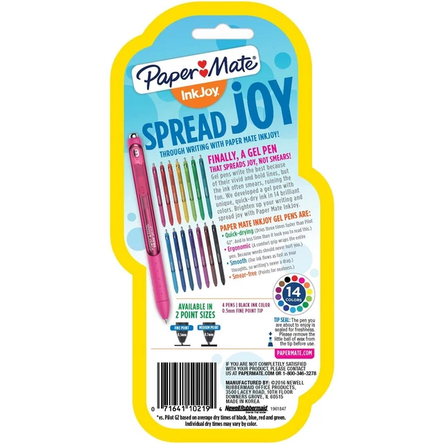 PAPER MATE INKJOY Gel Pens, Fine Point, Black, 4 Count £18.65 - PicClick UK