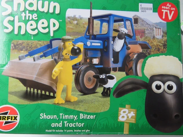 AIRFIX SHAUN THE Sheep Timmy Bitzer & Tractor model kit + Glue/Paint £ ...