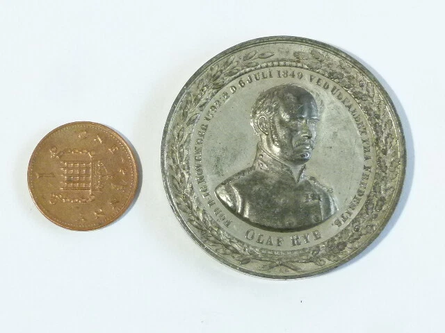 C1850 OLAF RYE First Schleswig War Danish General WM Medal 44mm RARE # ...