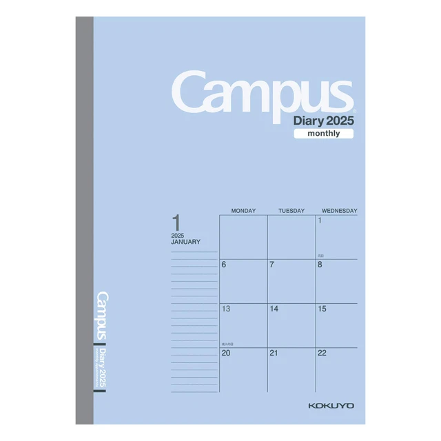 KOKUYO NOTEBOOK 2025 Campus Diary Monthly Block Standard Semi-B5 Blue ...