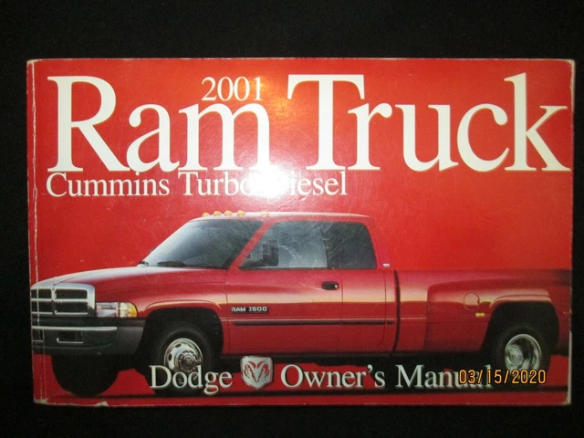 2001 DODGE RAM Truck Cummins Turbo Diesel Owner's Manual Book Factory ...