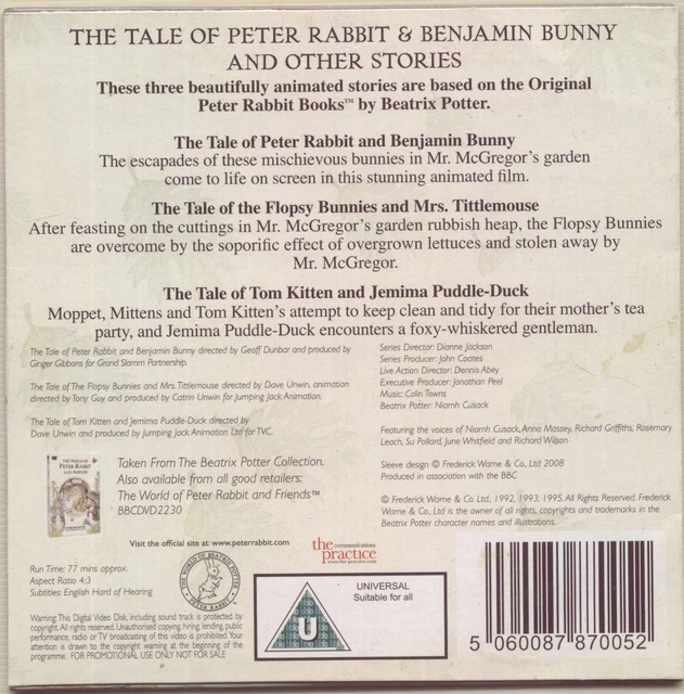 BEATRIX POTTER: THE Tale Of Peter Rabbit & Benjamin Bunny & Other ...
