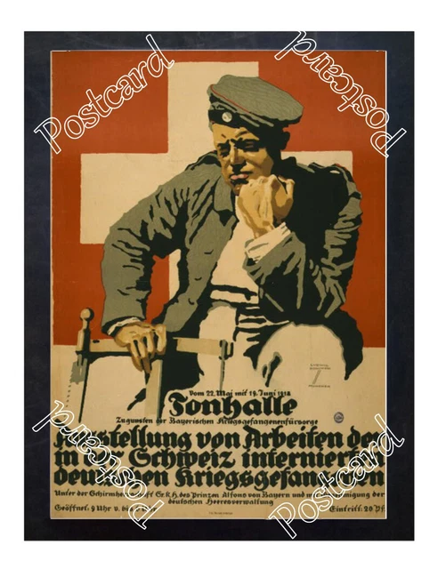HISTORIC WWI GERMAN Poster Soldiers Art exhibition War Fund Postcard 2 ...
