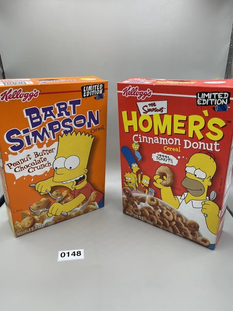 SIMPSONS CEREAL HOMERS Cinnamon Donut & Bart Peanut Butter Kellogg 2002 ...