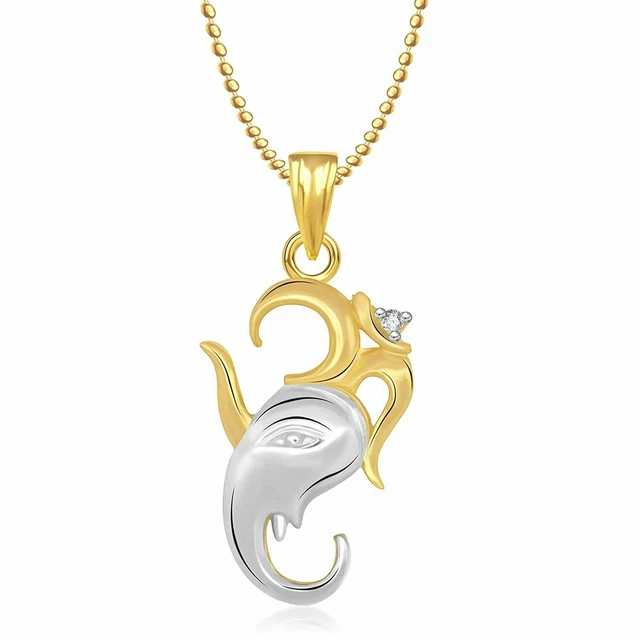 INDIAN TRADITIONAL GOLD Plated Om Ganesh Ganpati Pendant With Chain For ...