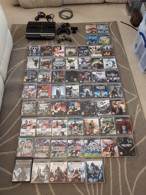 SONY PS3 CONSOLE CECHL03 Near Mint + 59 Games, Camera, disney mic mega ...