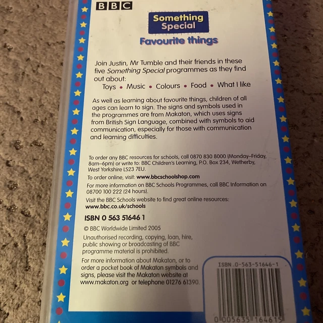 BBC SOMETHING SPECIAL Favourite Things Cbeebies Makaton VHS 2005 ...