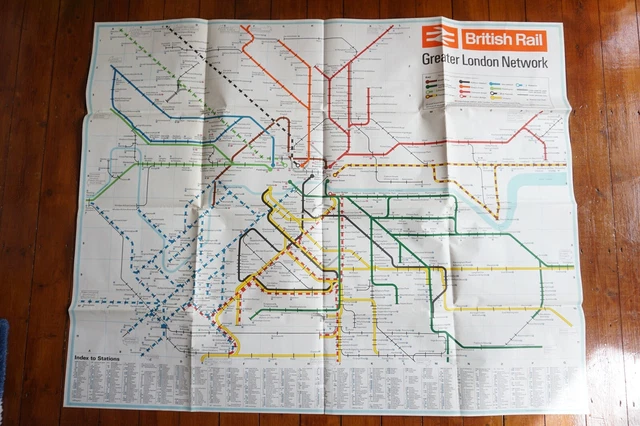 1965 BRITISH RAIL Greater London Network Route Map Railway Quad Poster ...