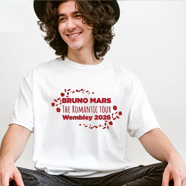 BRUNO MARS THE Romantic Tour Wembley 2026 T-Shirt, Unofficial Fan Merch ...