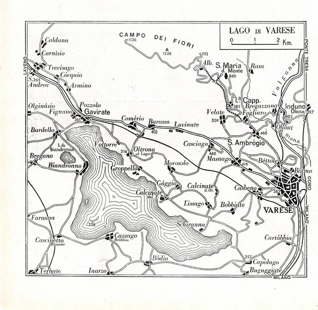 CARTA GEOGRAFICA ANTICA LAGO DI VARESE 1937 Antique map EUR 15,00 ...