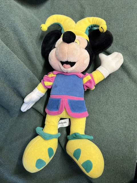 MICKEY MOUSE JESTER Soft Toy Disneyland Paris Vintage Stuffed Cuddly ...