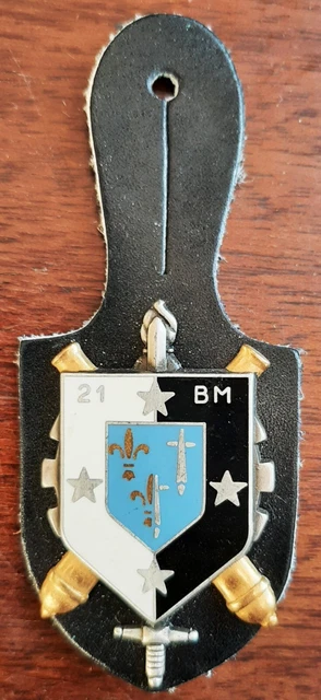 INSIGNE BADGE SUR cuir 21° BM Bataillon du Matériel ORIGINAL Fraisse ...