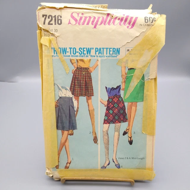 VINTAGE SEWING PATTERN Simplicity 7216, How to Sew 1967 Misses Skirts ...