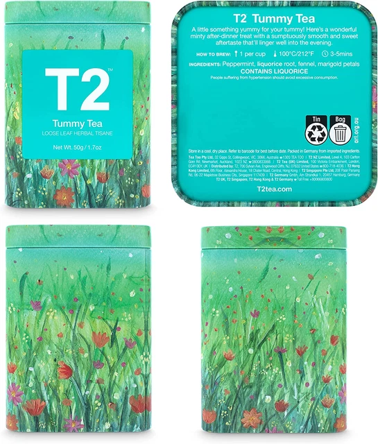 T2 TEA TUMMY Tea Herbal Tea, Loose Leaf Herbal Tea in T2 Icon Tin 2020 ...