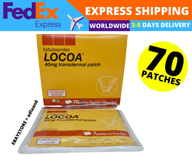 70 PATCH/10 PACKS LOCOA Esflurbiprofen Transdermal Patch Joint Pain ...
