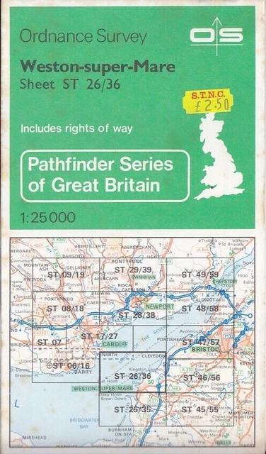 ORDNANCE SURVEY (OS) Map 1:25,000 Pathfinder Sheet ST 26/36 Weston ...