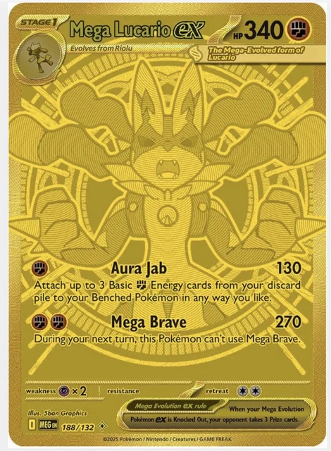 POKÉMON TCG - Mega Evolution - Mega Lucario ex 188/132 Gold £400.00 ...
