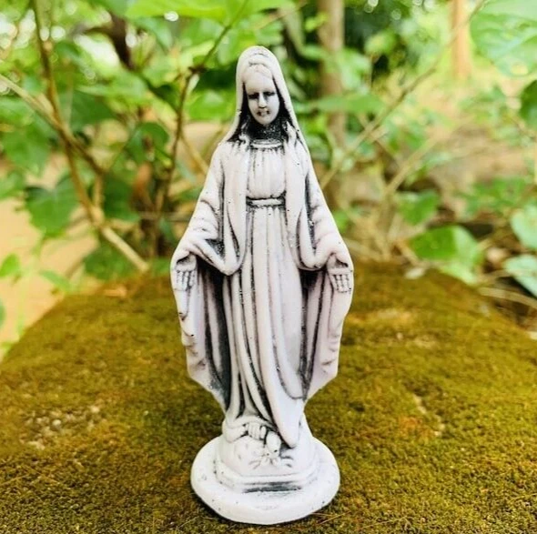 VIRGIN MARY MOTHER Sculpture Religious Maria Stone Mini Statue Madonna ...