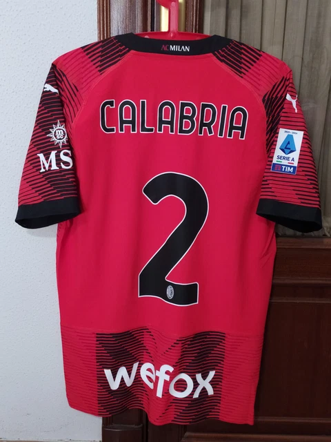 #2 CALABRIA, AC MILAN Match Worn PLAYER home shirt used in SERIE A ...